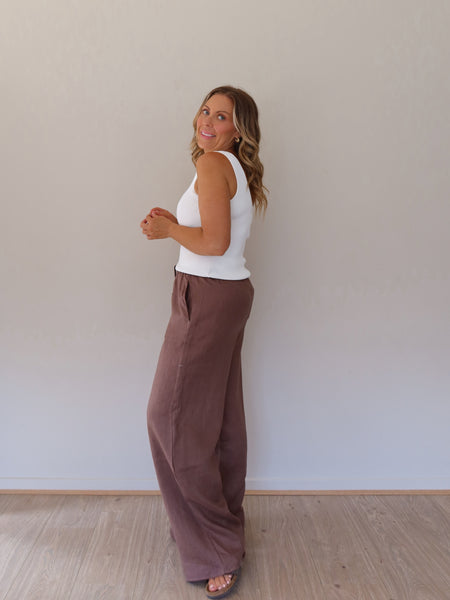 Andie Linen Pants - Mocha – TSID Clothing