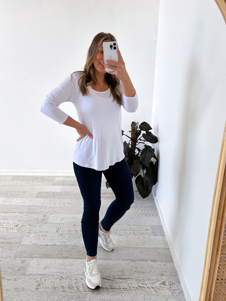 Lynette Long Sleeve Top - White – TSID Clothing